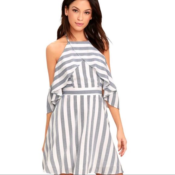 Lulus | Dresses | Lulus The Wind Is Right Blue And White Striped ...